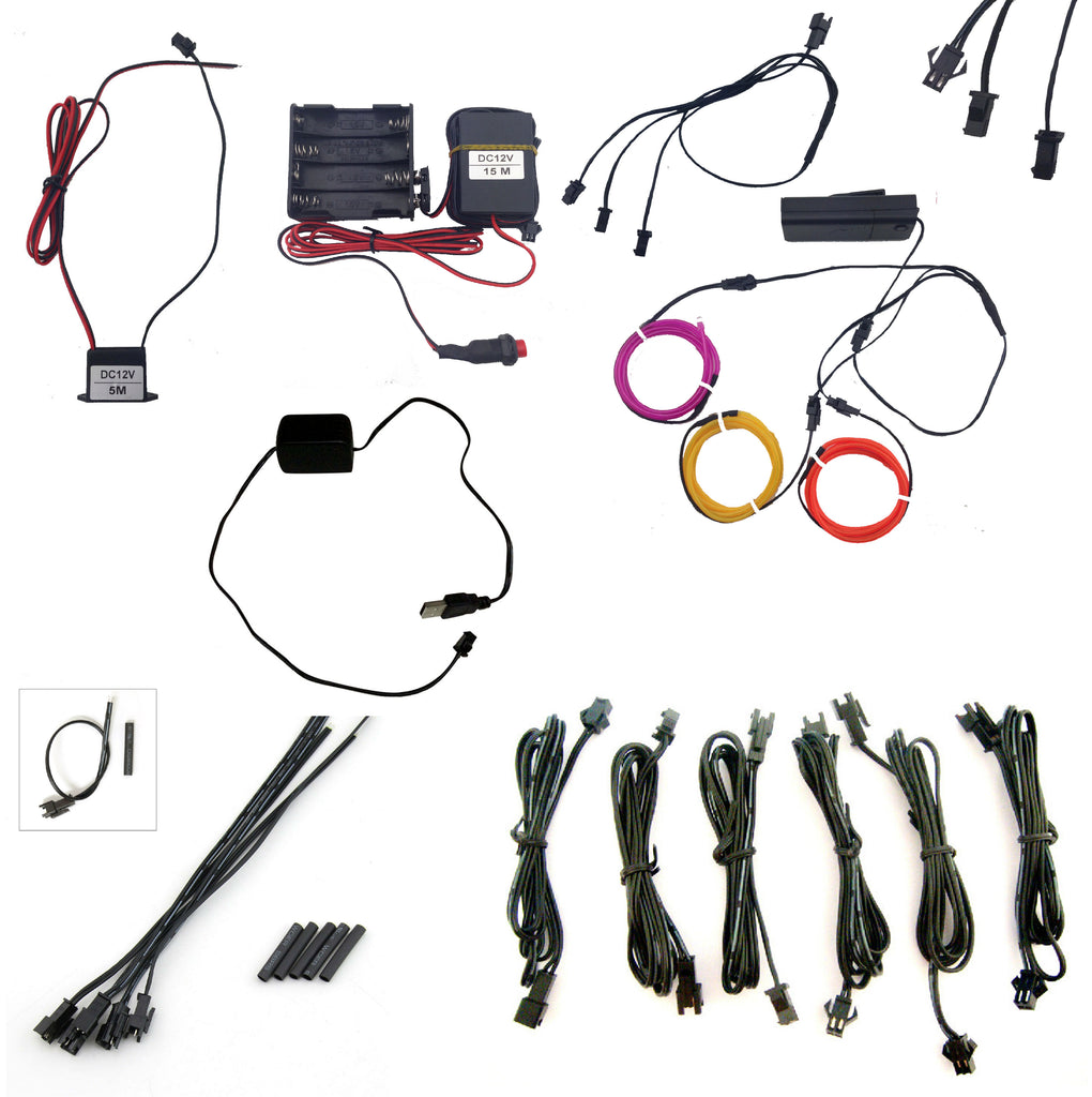 7 Types El Wire Accessories Usb Inverter Splitter Cable Driver Female