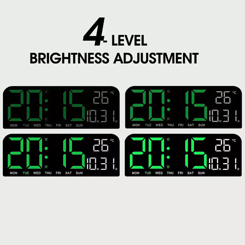 Large Digital Big Jumbo LED Wall Desk Clock Display With Temperature C