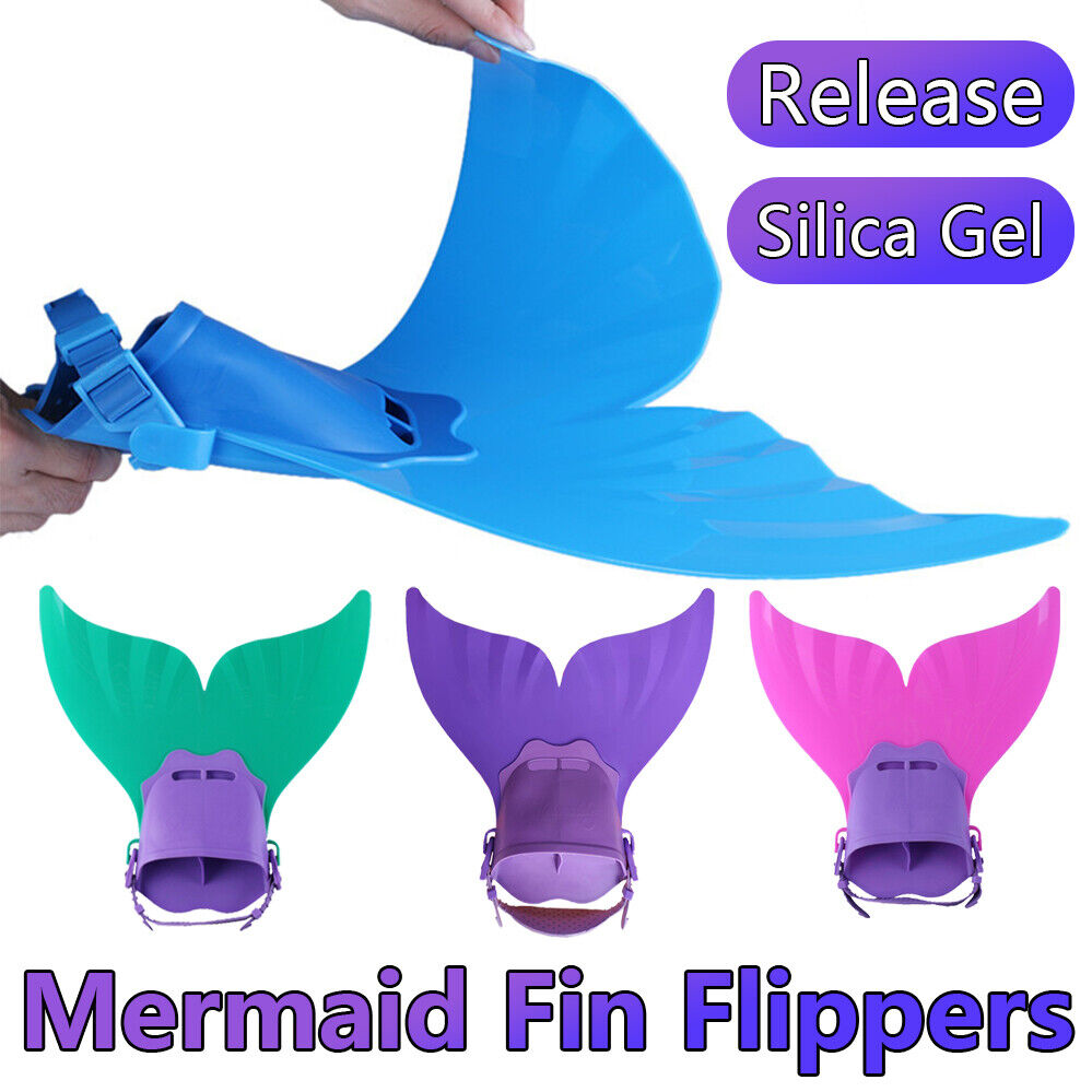 Kids Mermaid Tail Fin Adjustable Monofin Swimming Flipper Diving Swimm