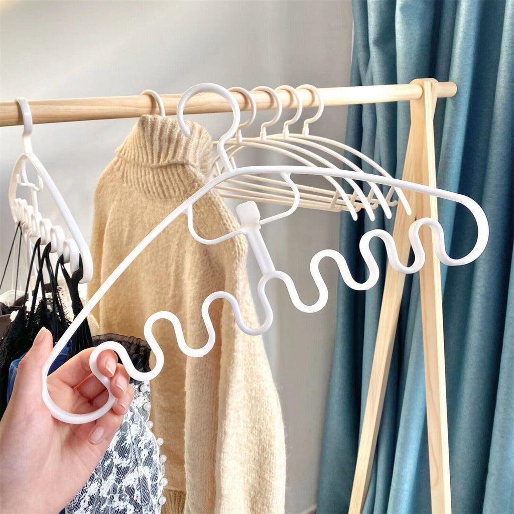 10pcs Wave Pattern Stackable Hanger Space Saving Clothes Hanger Closet