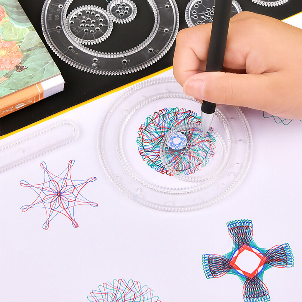 28Pcs Spirograph Design Set Drawing Kids Art Craft Brought interlockin