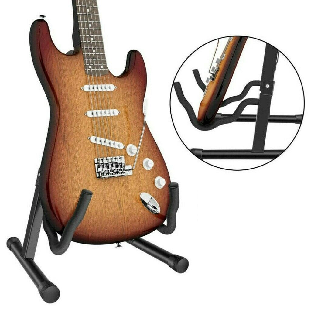 Portable Folding Electric Acoustic Bass Guitar Stand A Frame Floor Rac