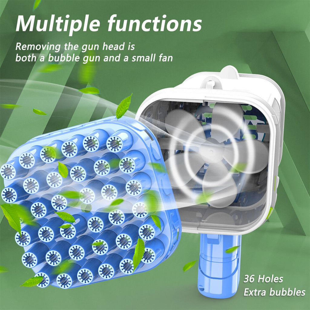 36 Holes Bubble Black Gun Automatic Bazooka Soap Water Bubble Machine