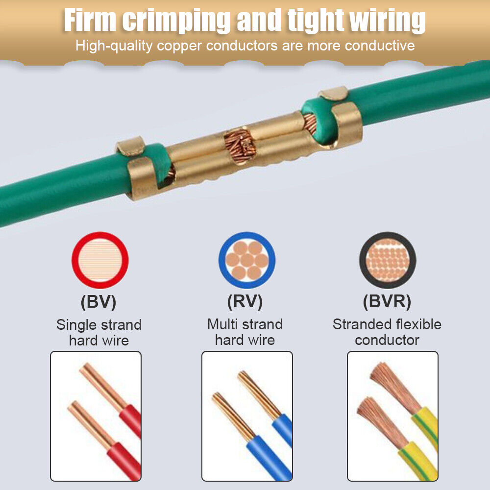 100pcs Car Brass Crimp Electrical Connector Terminal 0.5-1.5mm² Wiring